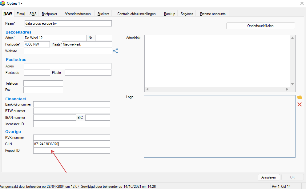GLN registreren – Helpcentrum - data group europe bv